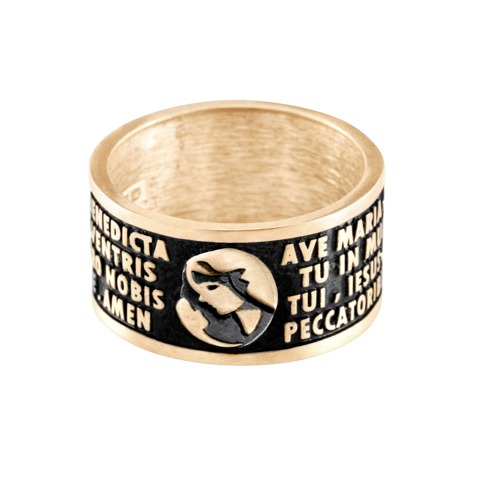 Black and Gold Ave Maria Ring - Anellissimo