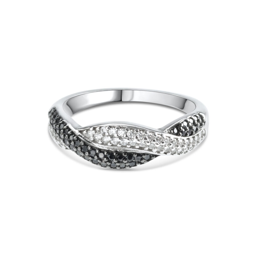Black and White Small Braid Ring - Anellissimo