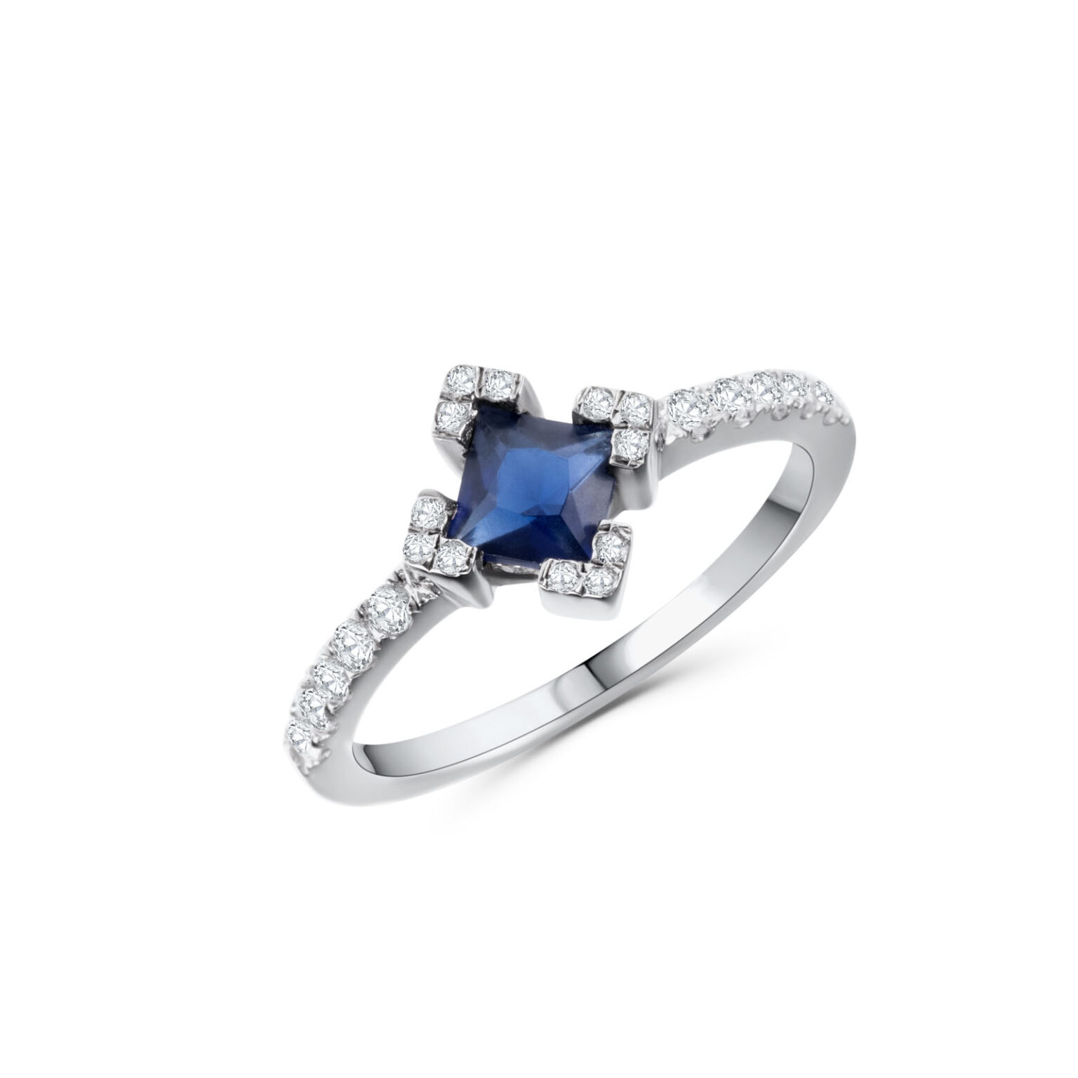Sapphire Square Stone Solitaire Ring - Anellissimo